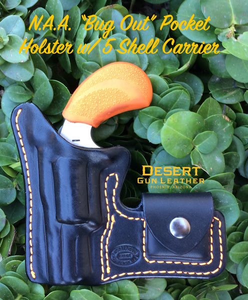 NAA Pocket Holster with extra 5 Round Snap Pouch – Desert Gun Leather